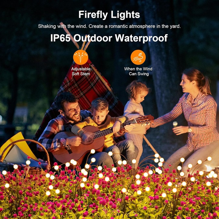 Lumini solare de gradina, 10 lumini decorative LED cu efect de licurici ...