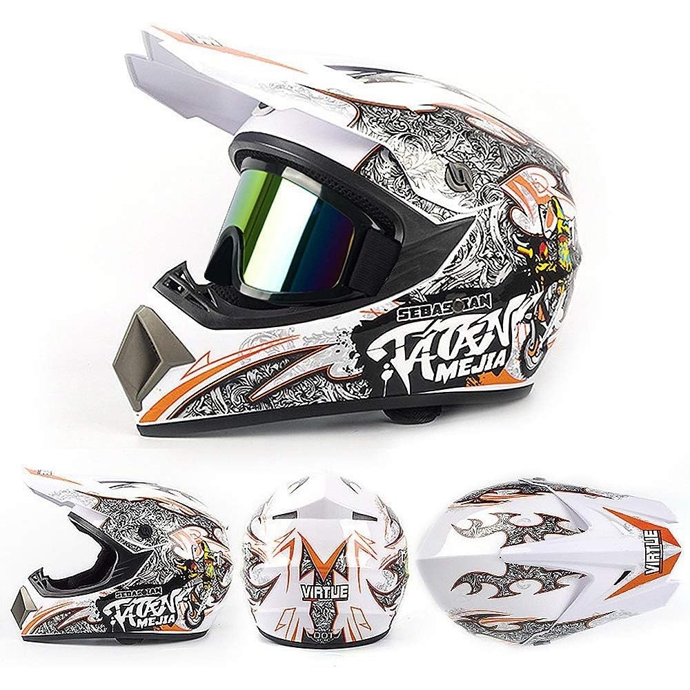 Casca Mountain Bike cu ochelari, manusi, viziera, set Motocross pentru ...