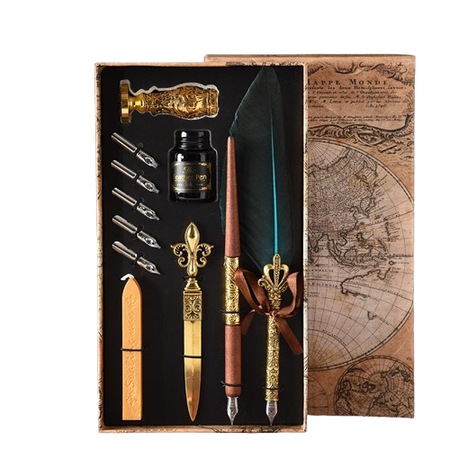 Set stilou vintage, Tip pana, Stil european, Multicolor - eMAG.ro