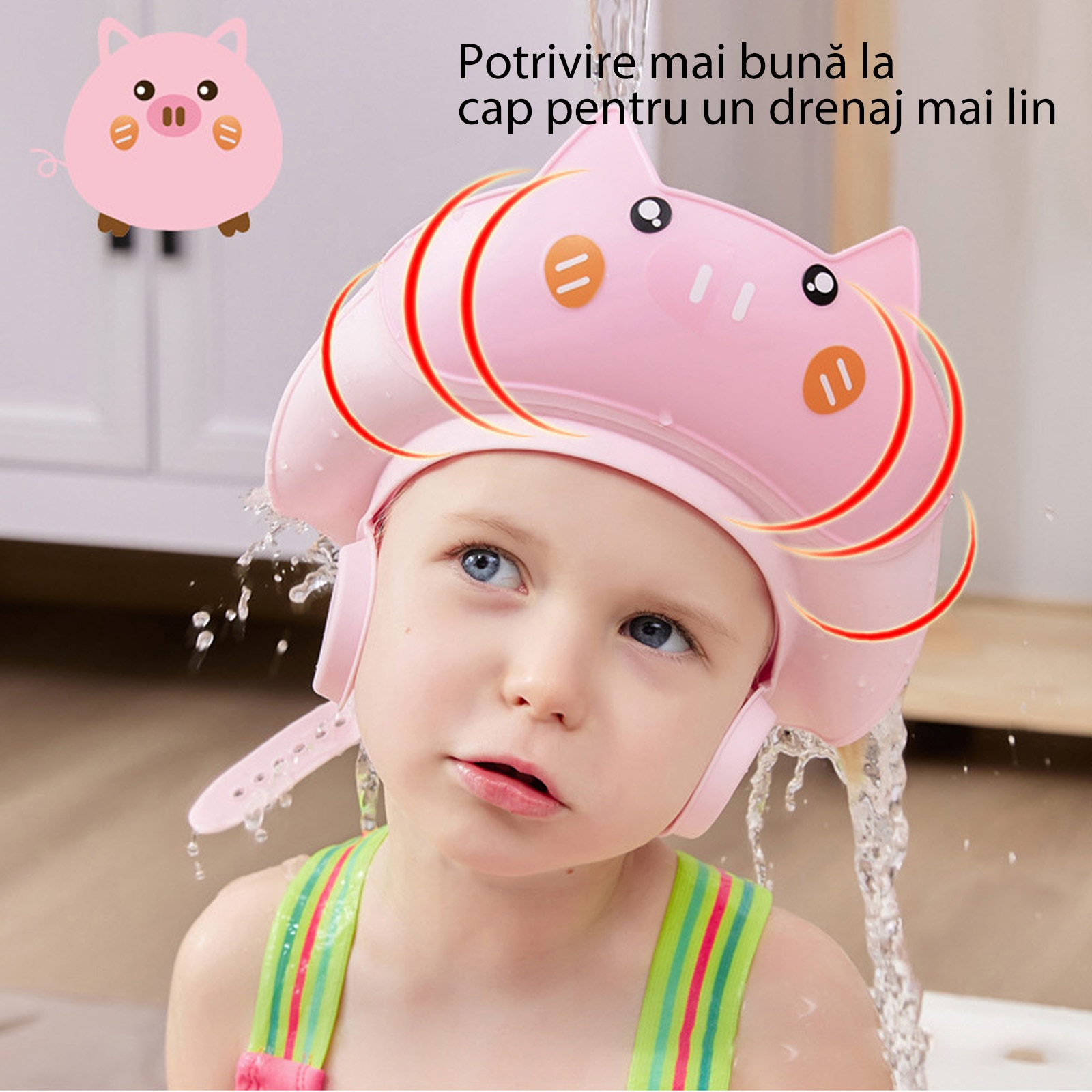 Sapca de Dus Reglabila pentru Copii - Protectie Urechi/Ochi, Dimensiuni ...