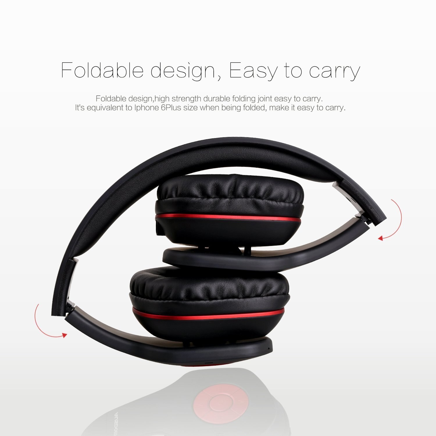 Аудио слушалки AUSDOM AH862, Bluetooth 4.1,Време за възпроизвеждане до 18 часа, Черен / Червен ...