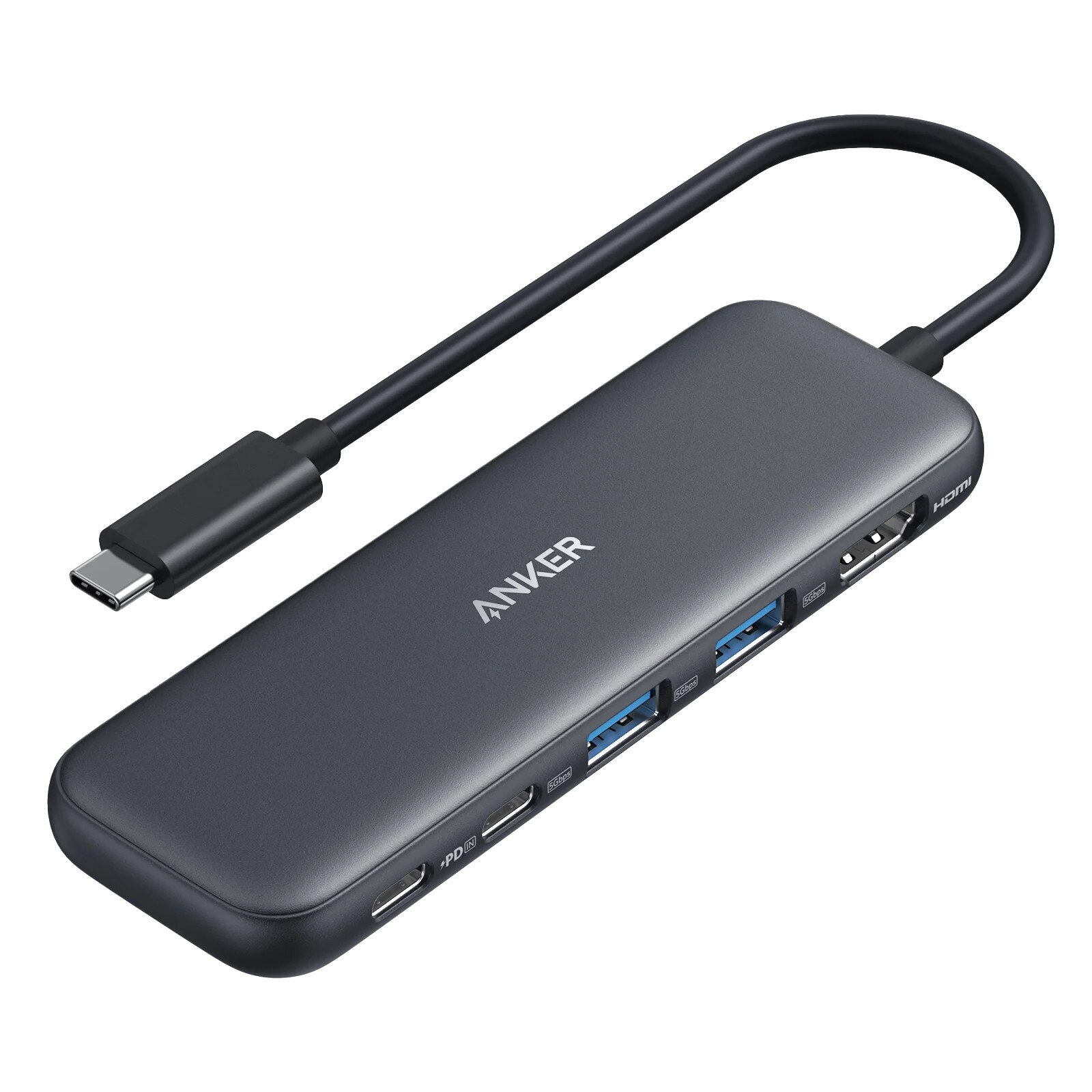Hub Ultra-Slim Anker 332 USB-C 5-in-1, 4K HDMI, 85W PD, Negru - eMAG.ro