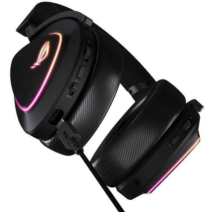 Casti PC ASUS ROG Delta II, wireless, negru, pentru gameri, cu microfon ...