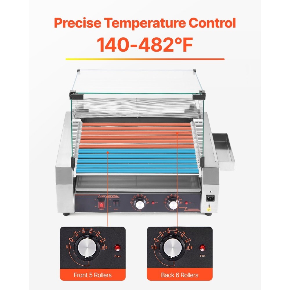 Aparat Electric pentru Hot-Dog, Putere 2200W, 11 Role, pentru 30 de ...