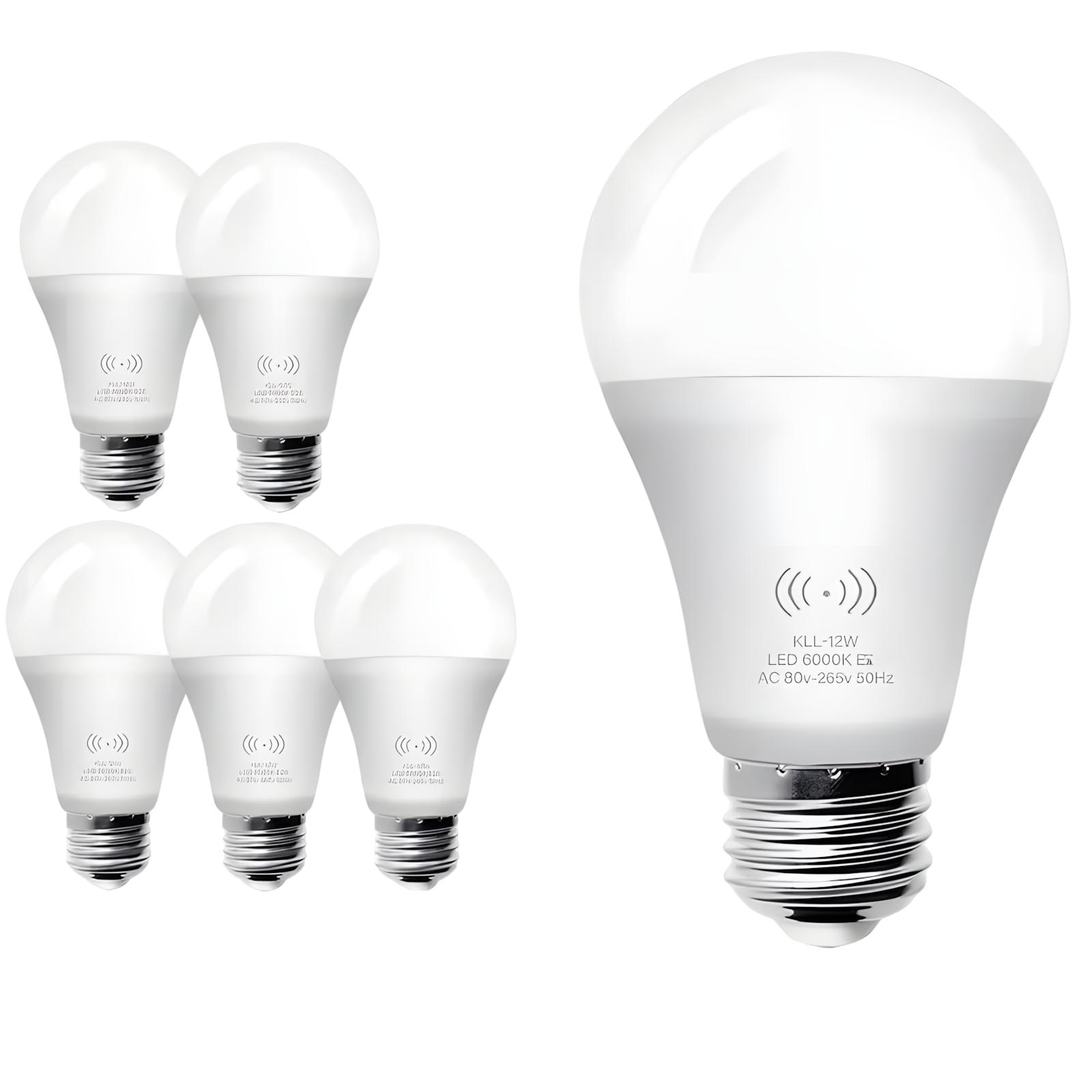 Set 5 becuri LED 12W, E27, cu senzor de miscare si crepuscular, alb - eMAG.ro