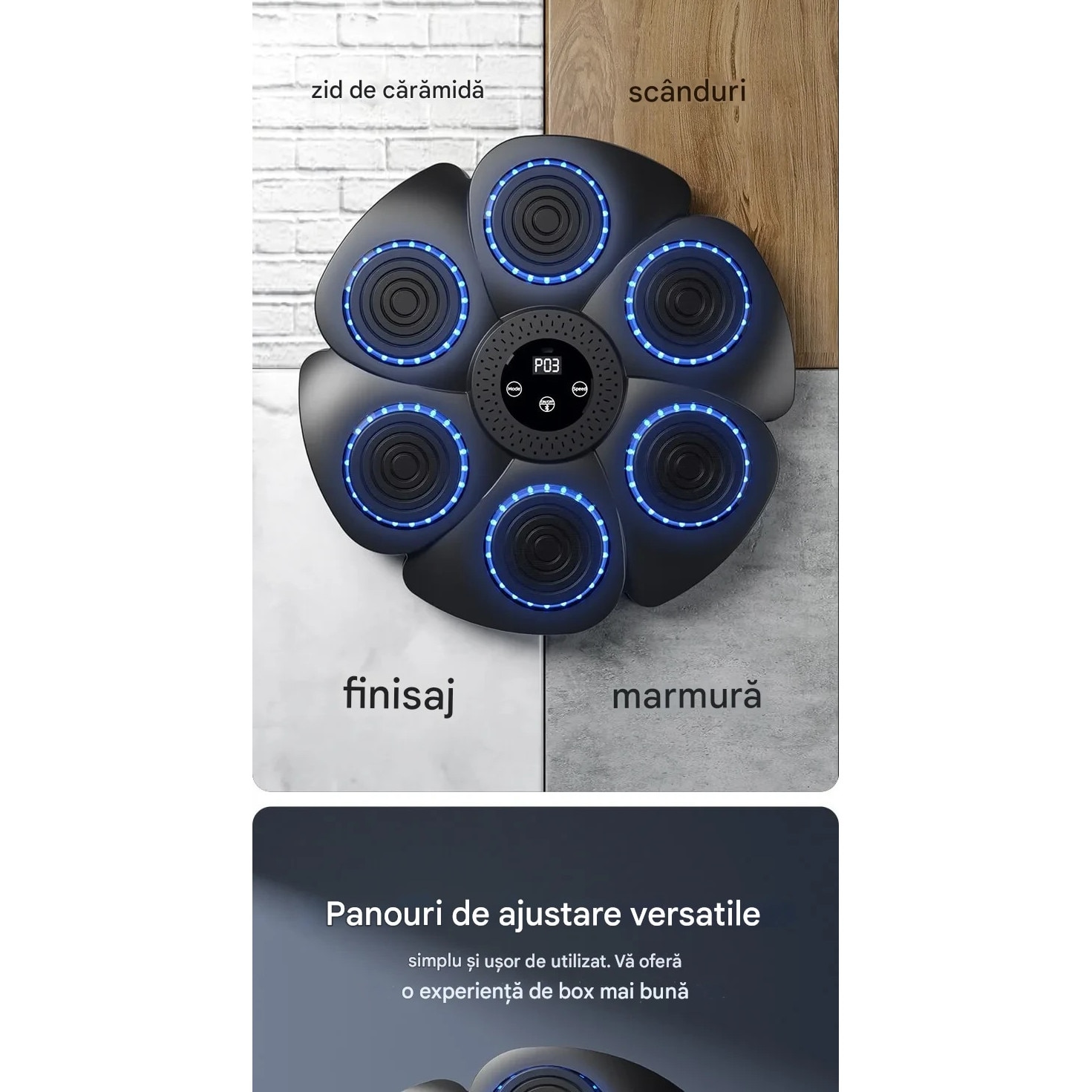 Aparat de box muzical inteligent cu lumini LED, Bluetooth si 9 viteze ...