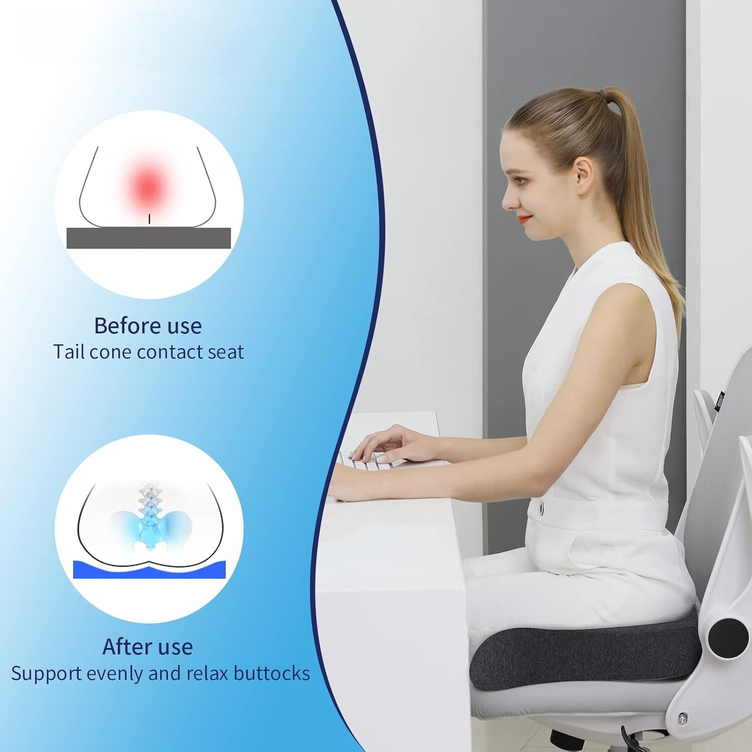 Perna ortopedica sezut, Spuma cu memorie Premium, design ergonomic ...