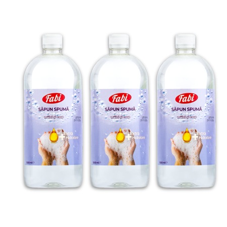 Pachet 3 x Sapun spuma, Fabi, 1L, special conceput pentru pielea ...