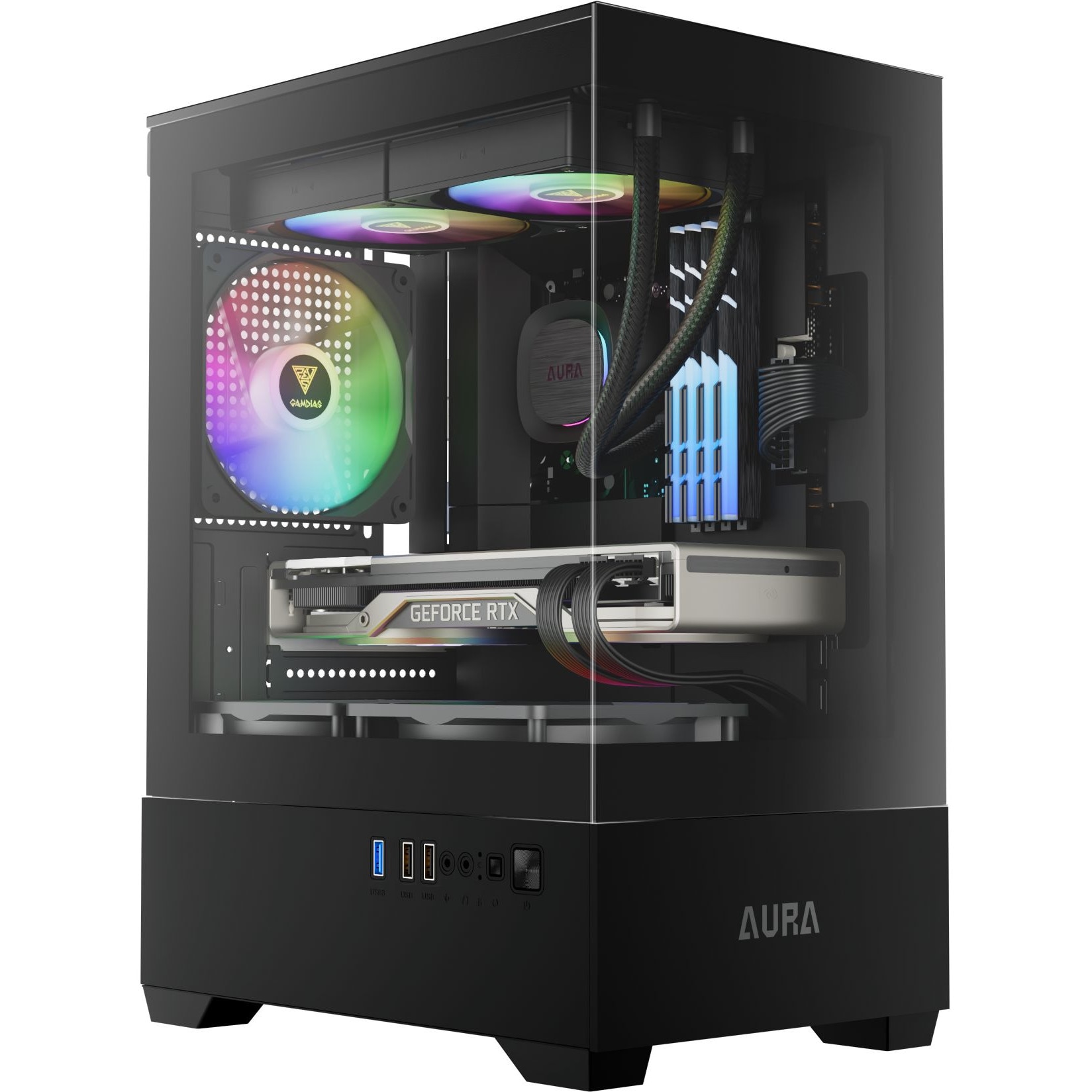 Carcasa computer Gamdias AURA GC9M ARGB, Negru, Mini Tower - eMAG.ro