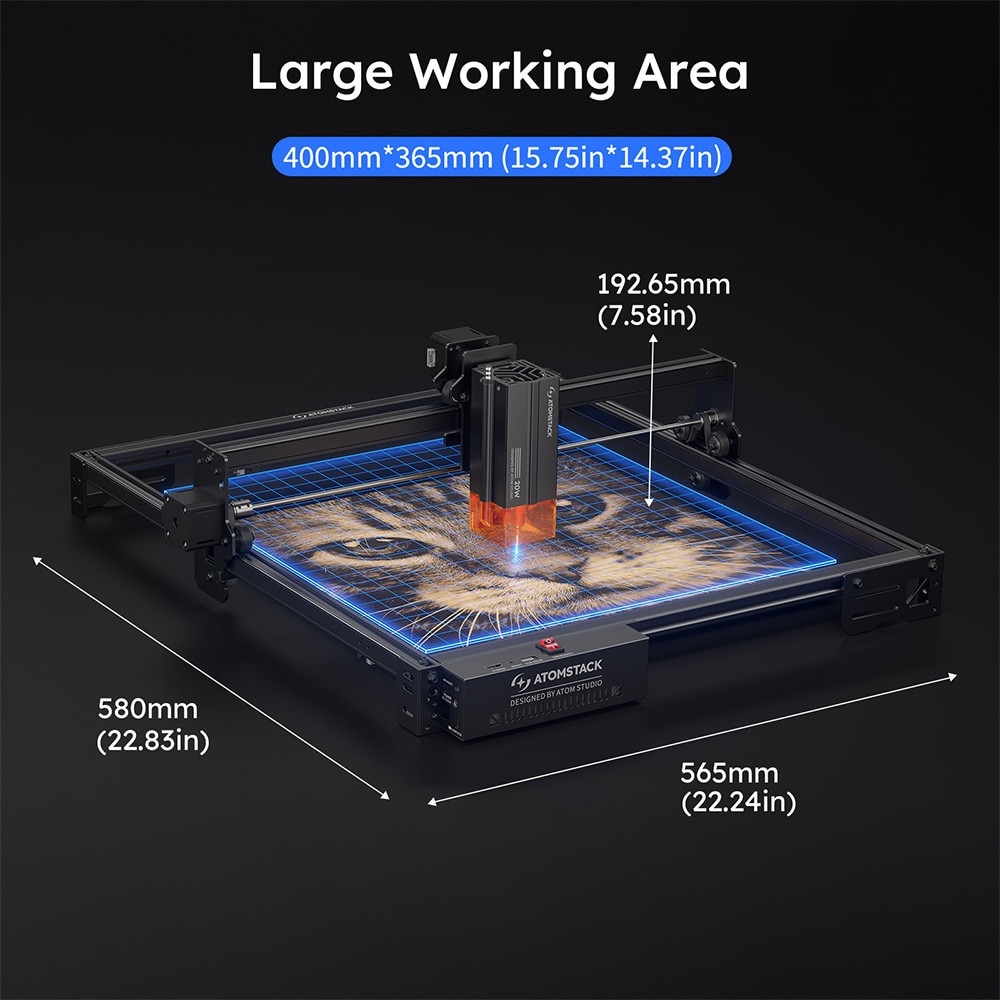 Masina de gravat Laser ATOMSTACK A20 Pro V2, 20W, 0.01mm Precizie ...