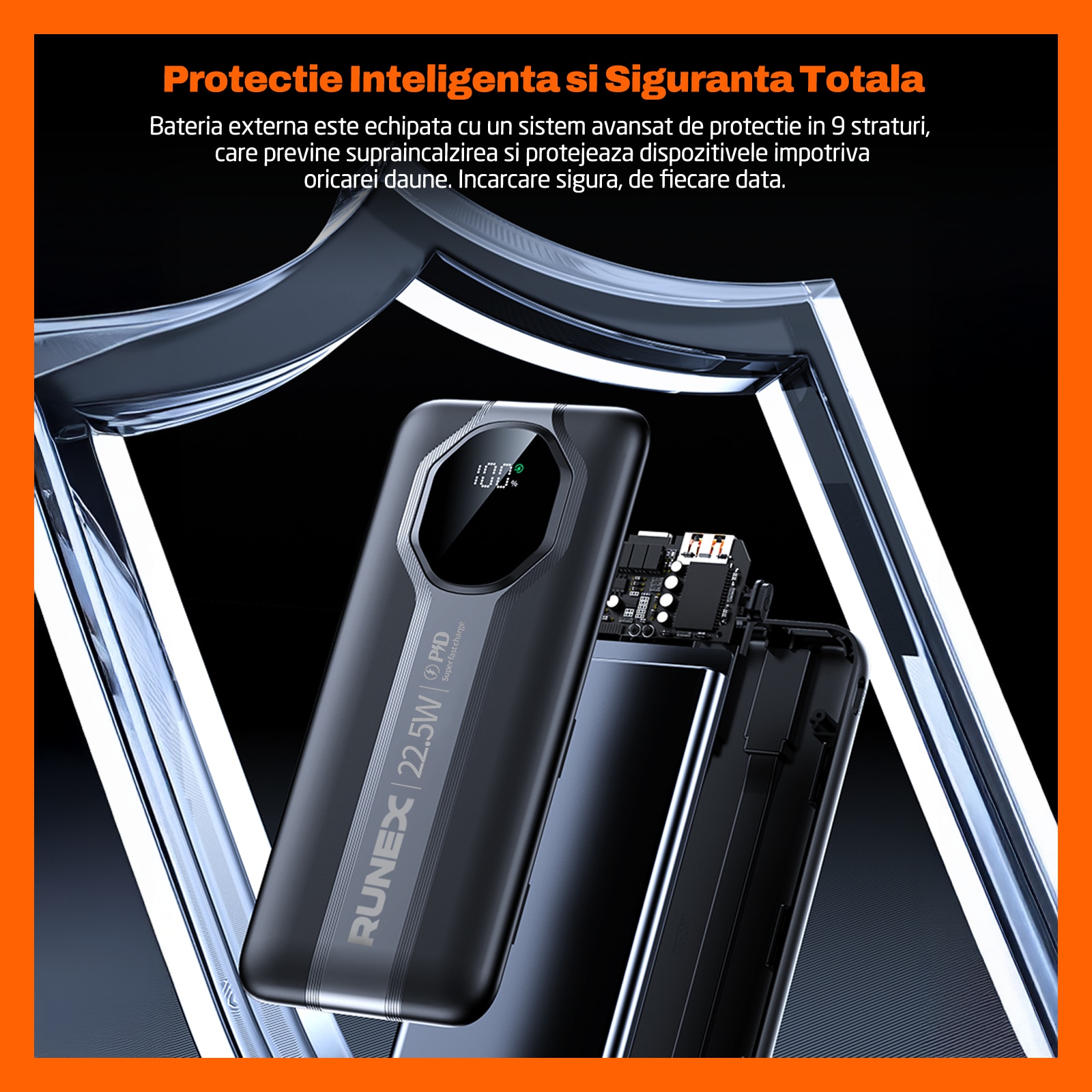 Baterie Externa Runex®, Model PB900, 20.000mAh, Power Bank Portabil ...