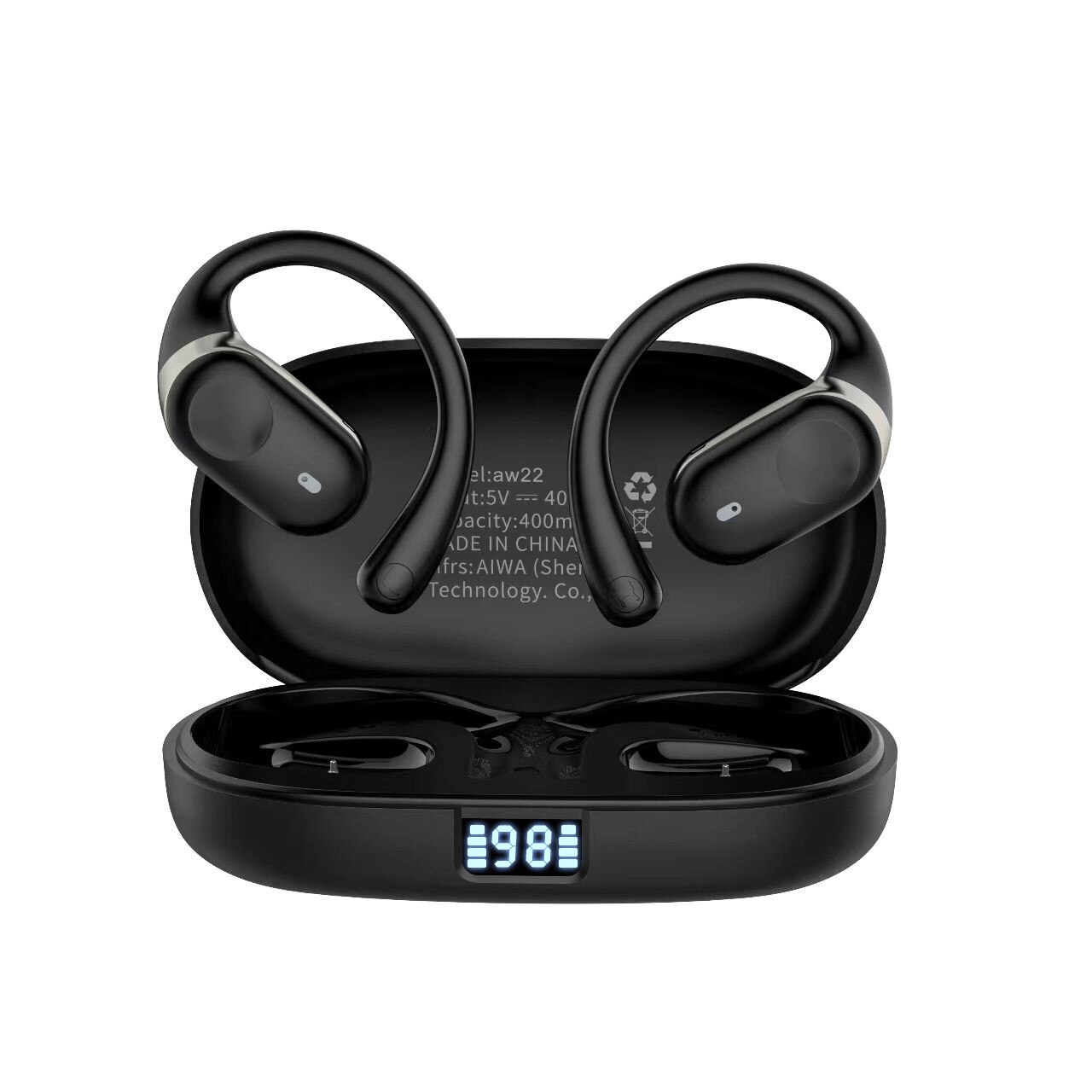 Casti sport, Bluetooth 5.3 True Wireless cu afisaj LED, anulare a ...