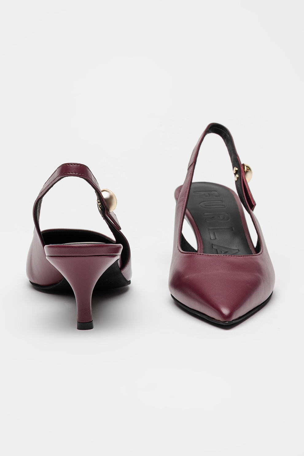 Furla, Pantofi slingback de piele Sfera, Violet pruna, 39 - eMAG.ro