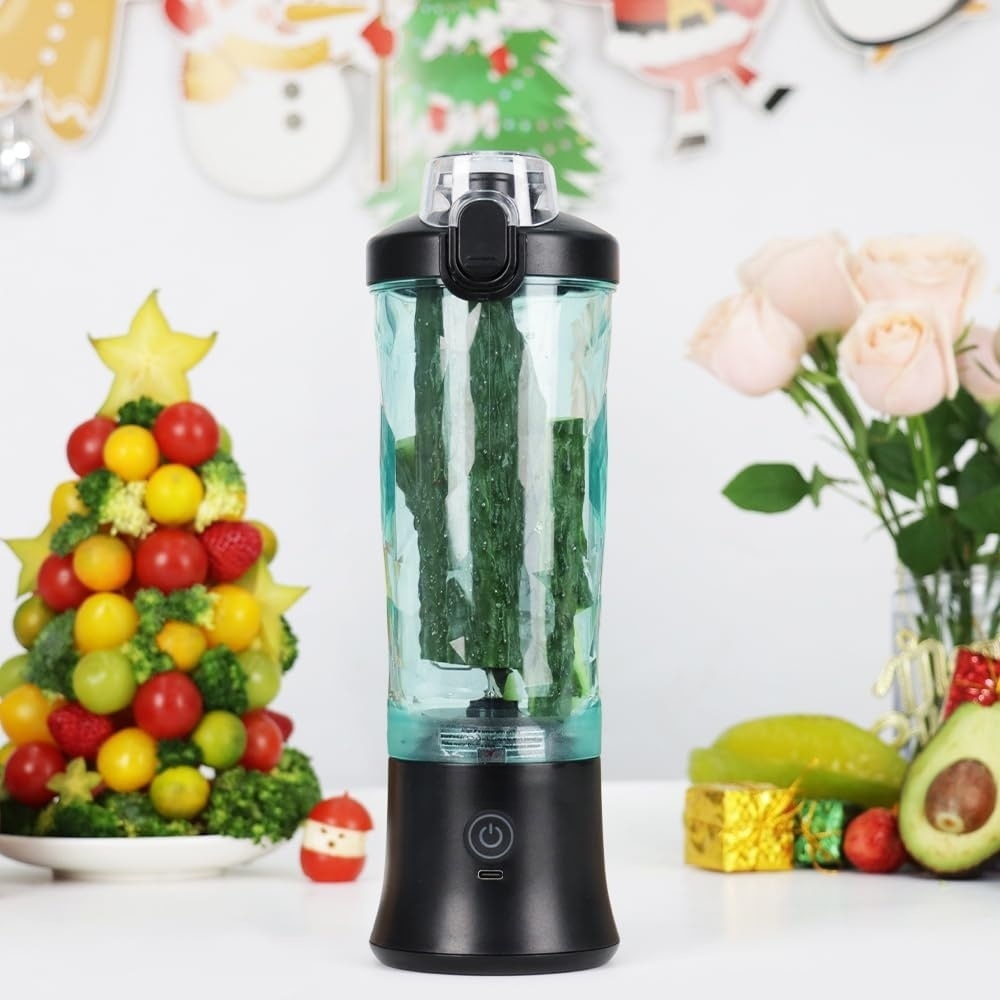 Mini Blender Electric Portabil, 4000mAh, 6 Lame 3D, 600 ml, Multifunctional, Auto-curatare ...