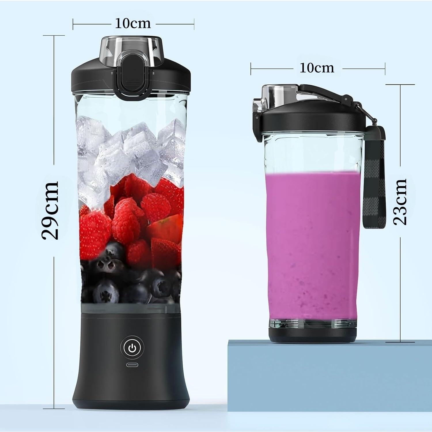 Mini Blender Electric Portabil, 4000mAh, 6 Lame 3D, 600 ml, Multifunctional, Auto-curatare ...