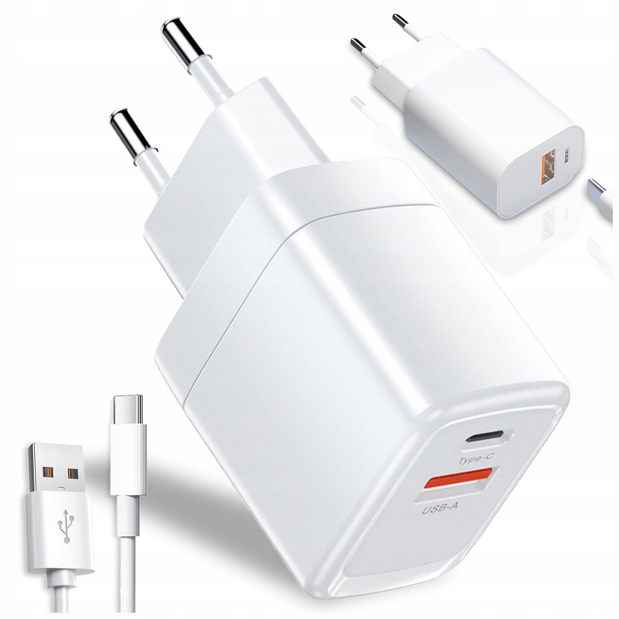 Incarcator de telefon Pixel 25W, 2 porturi USB + USB-C, alb, compact ...