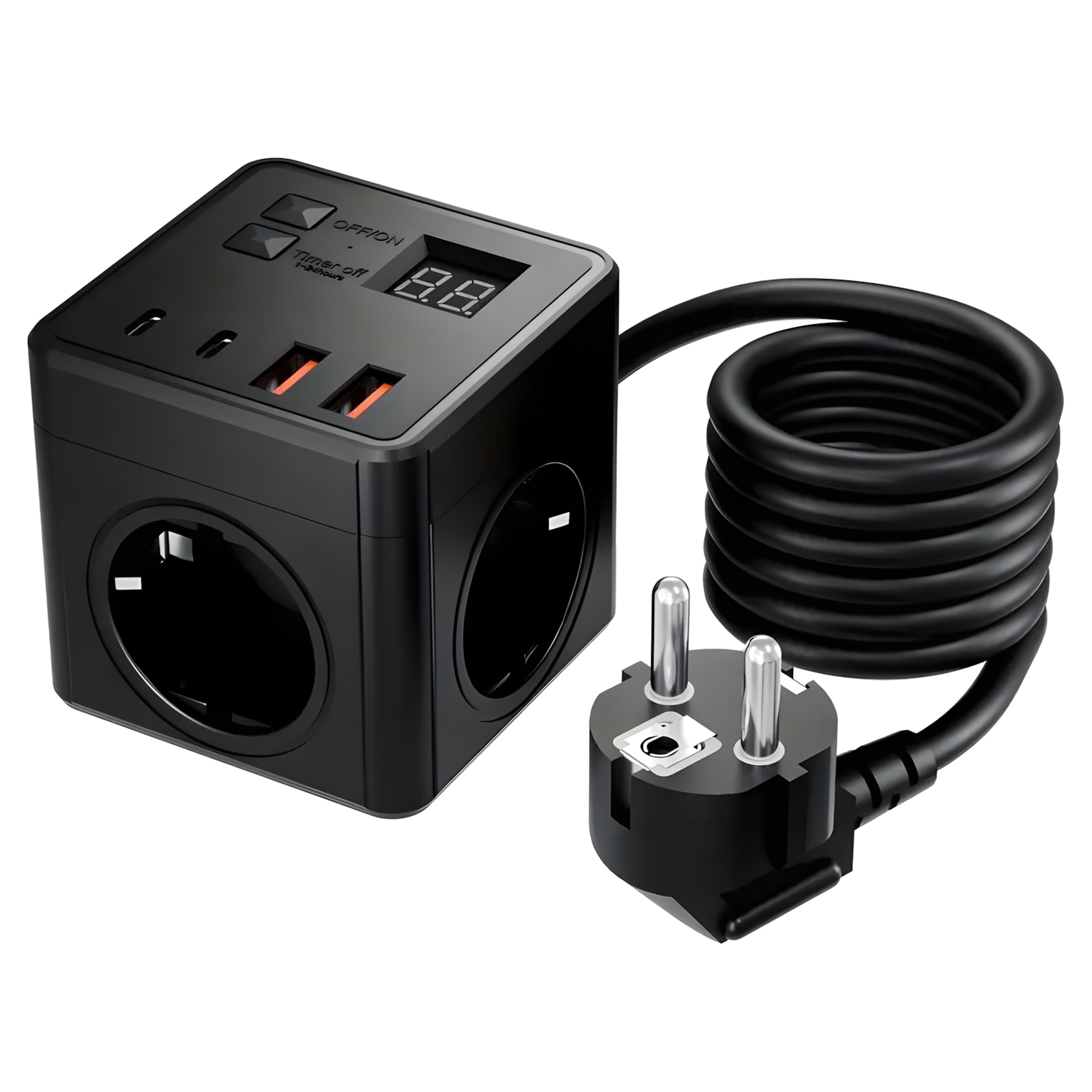 Priza multifunctionala cub, cu 3 prize,2 porturi USB,2 porturi TYPE-C ...