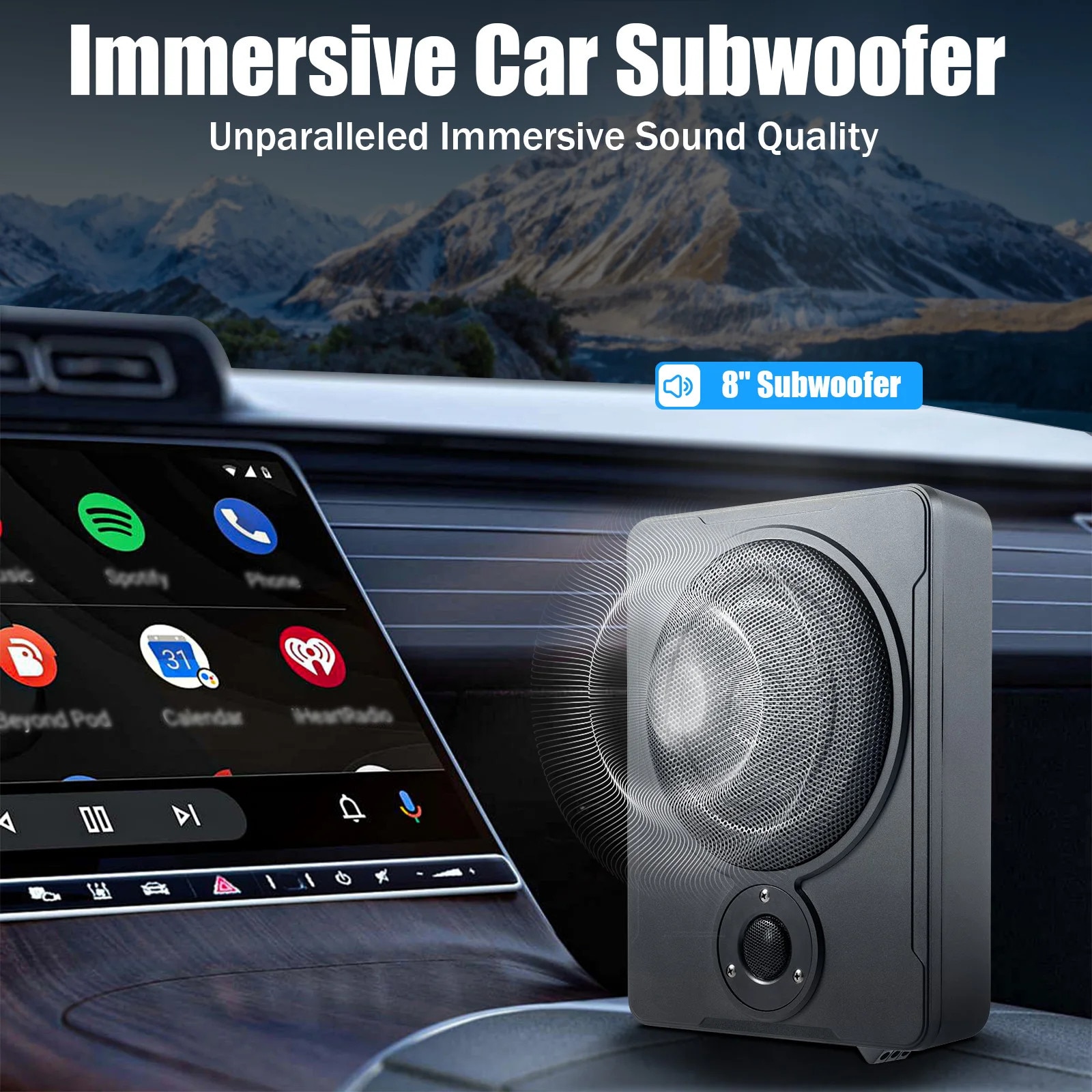 Subwoofer sub scaun, 200W putere reala, 30-100Hz, diametru difuzor 20cm ...