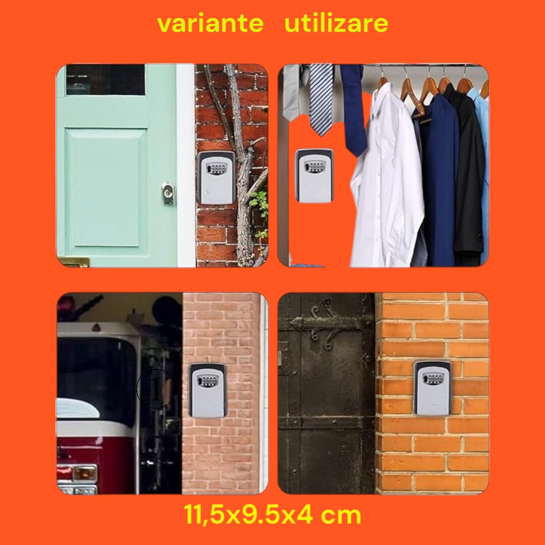 Set 2 Cutii metalice de protectie, pentru chei, cu usa acces, 10000 ...