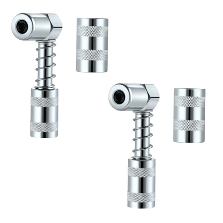 Set 2 Adaptori pentru cap gresor, cot 90*, lungime 7, 7 cm, argintiu ...