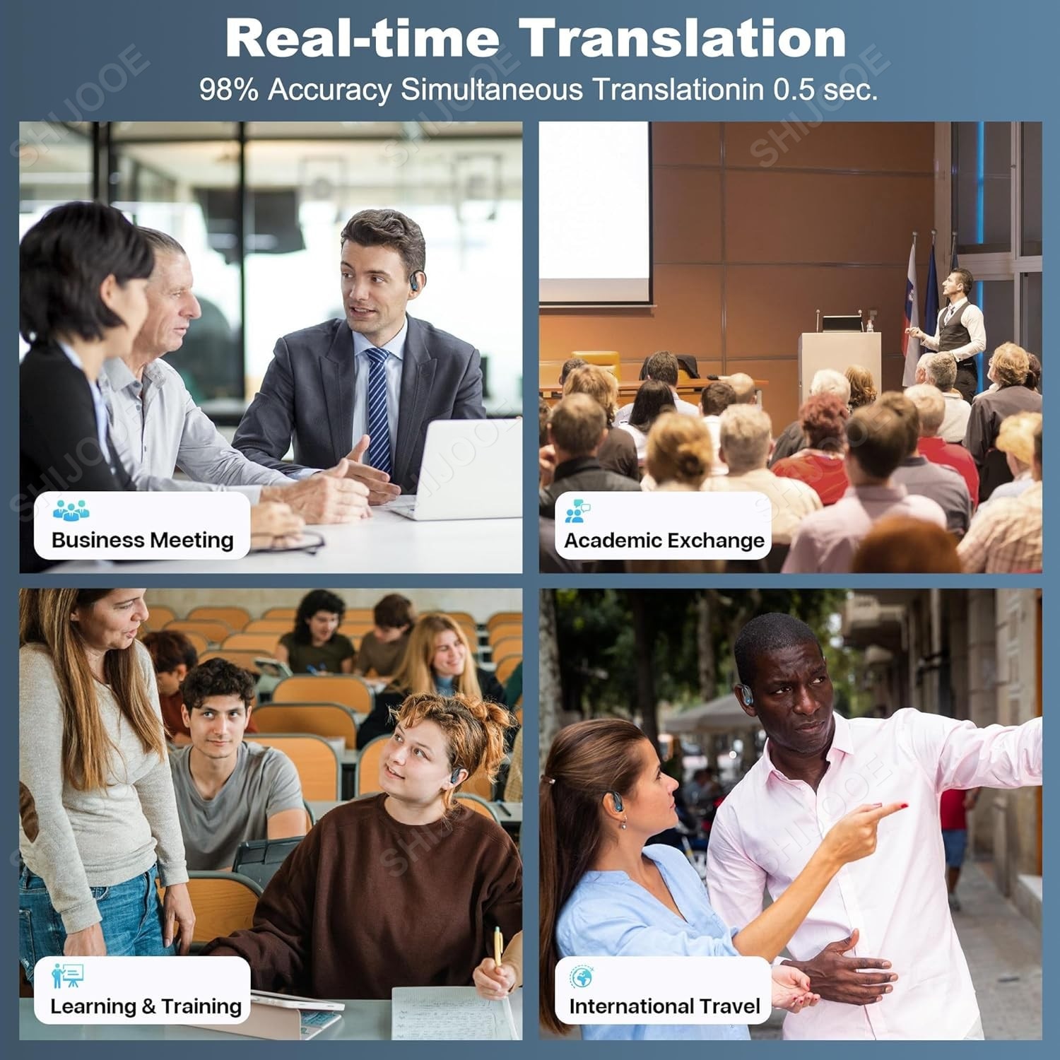 Casti de traducere inteligenta AI，Traducator in Timp Real，traducere ...