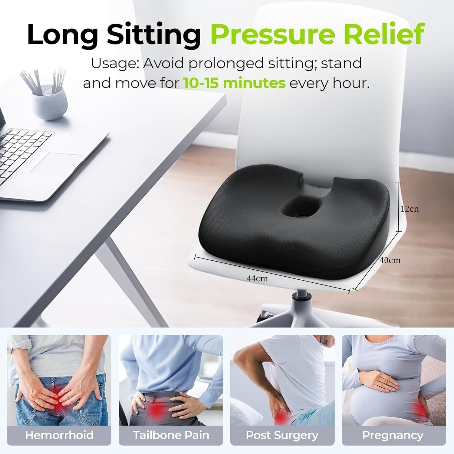 Perna ortopedica sezut, Spuma cu memorie Premium, design ergonomic ...