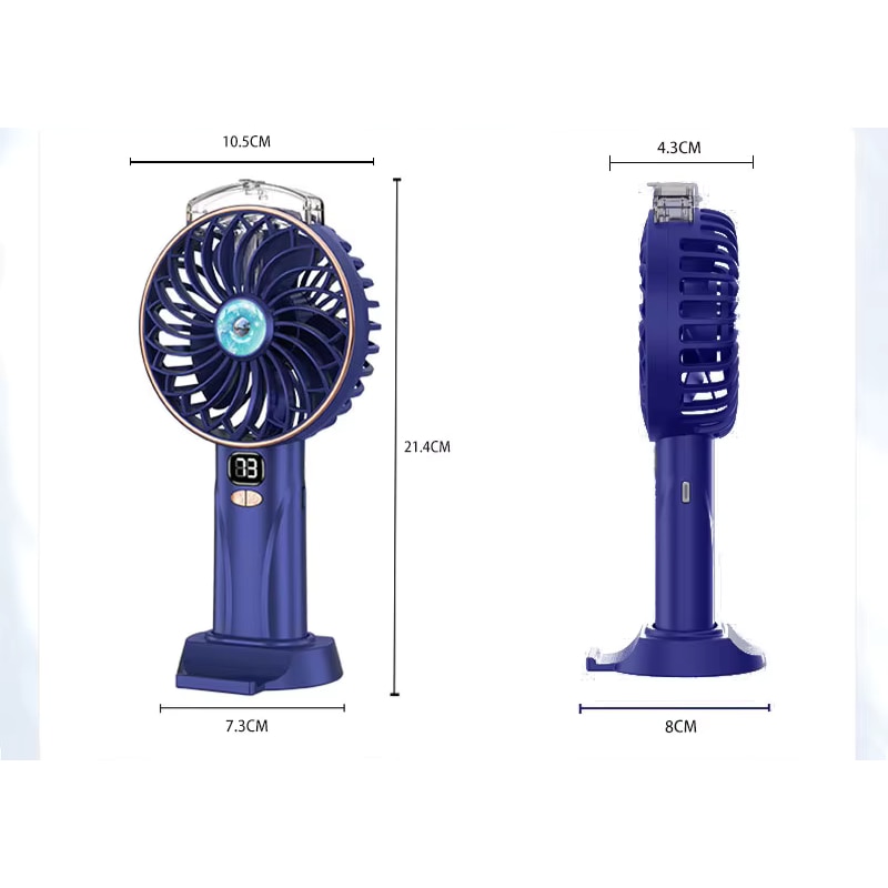 Ventilator Portabil cu Pulverizator Apa, USB, 5 Trepte de viteza, Ecran ...