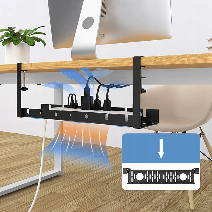 Organizator de cabluri sub birou NewEvo, tava pentru cablu de ...