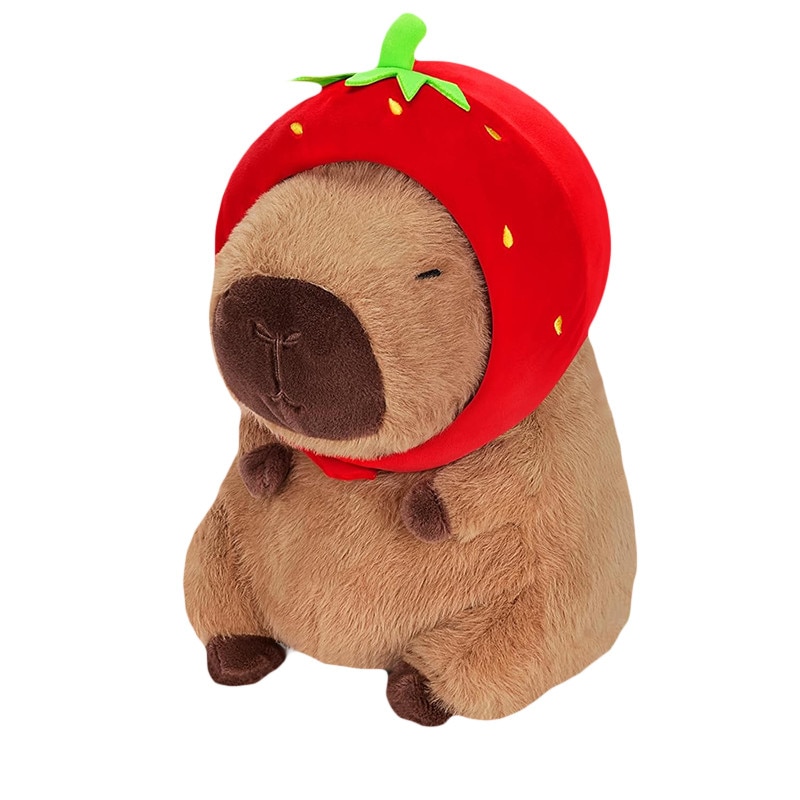 Jucarie plus Capibara, AjieQaQ, cu palarie de capsuna, Papusa plus ...