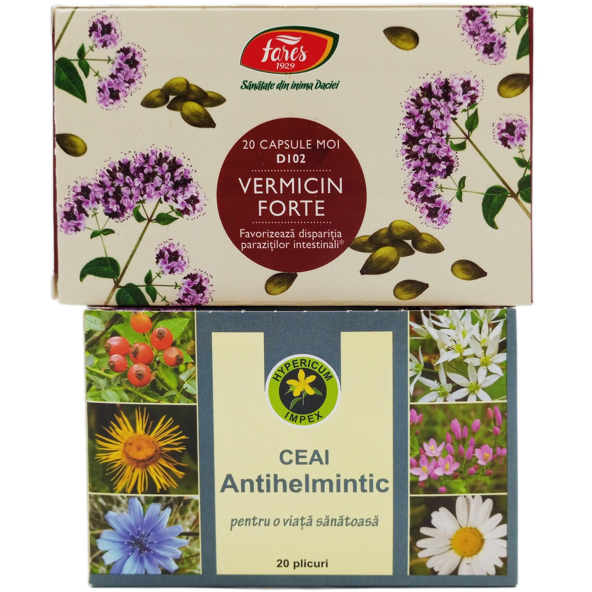 Kit AntiParazitar forte (Vermicin 20cps + Ceai AntiHelmintic 20pl), combate eficient parazitii ...