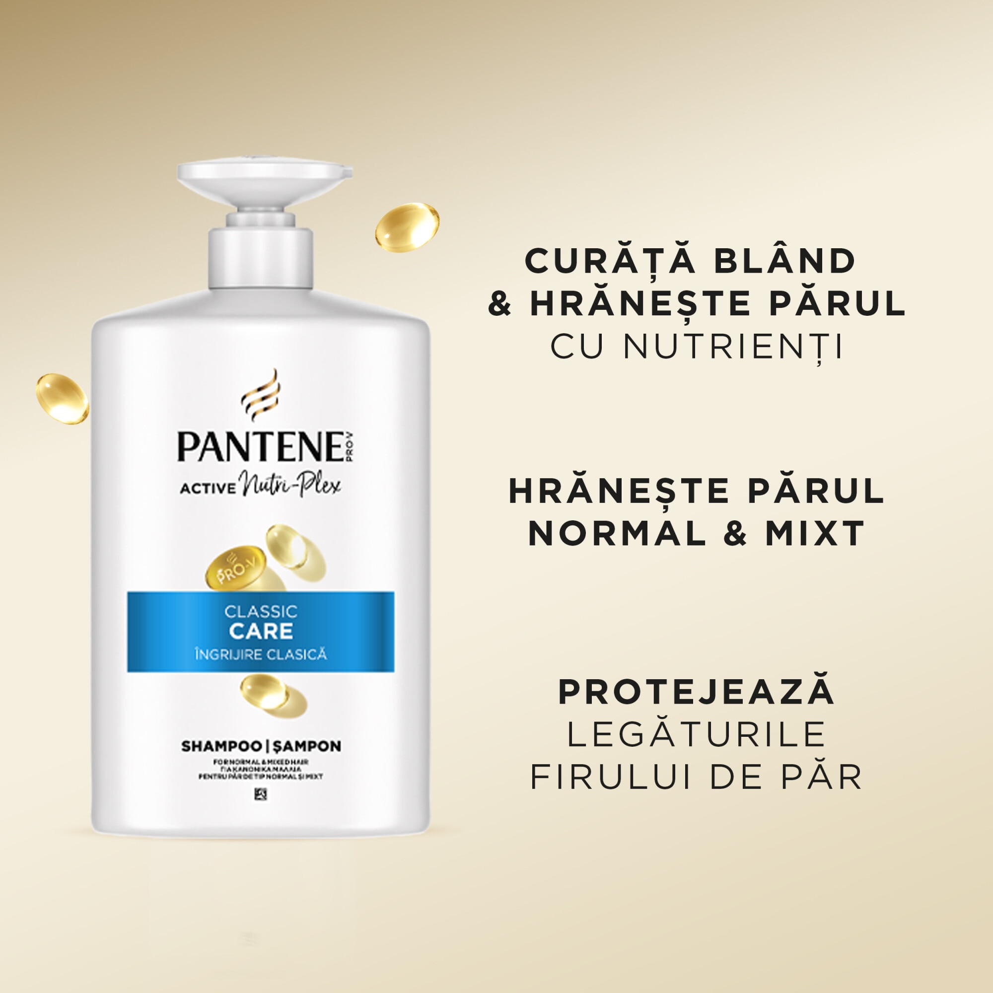 Sampon Pantene Pro-V Classic Clean pentru par normal, 800ml - eMAG.ro