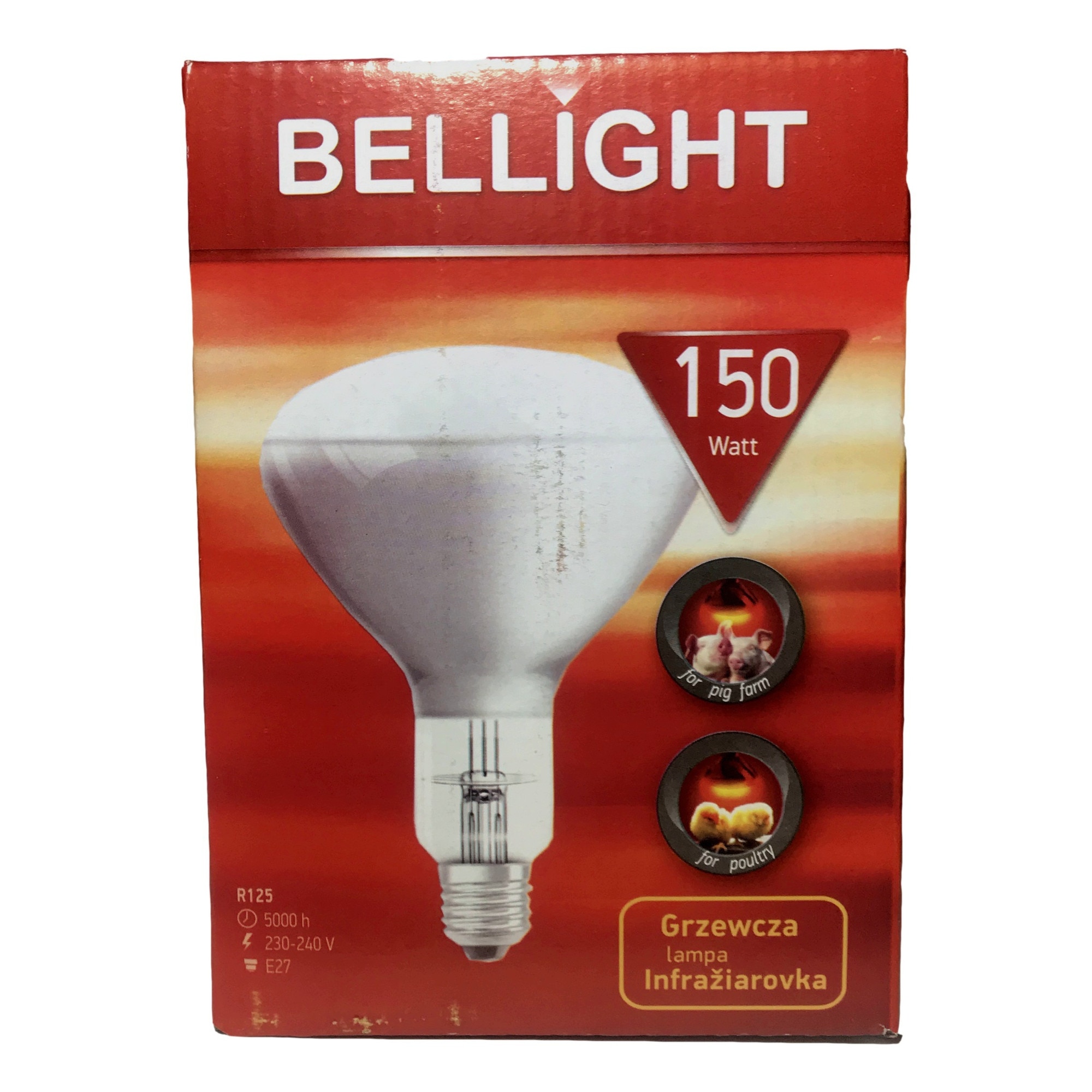 Lampa de incalzire BELLIGHT R125, 150W, transparenta, pentru pui si ...