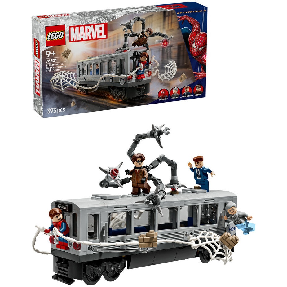 LEGO® Marvel - Lupta de pe acoperisul trenului dintre Omul-Paianjen si ...
