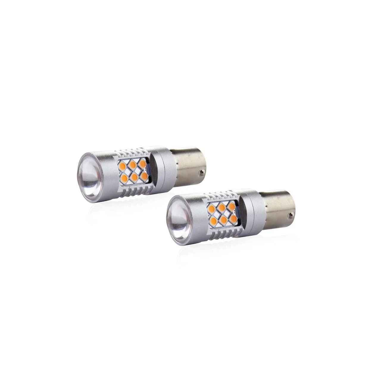 Set becuri auto cu LED CANBUS compatibil P21W BA15S 24 SMD 6.2W Orange ...