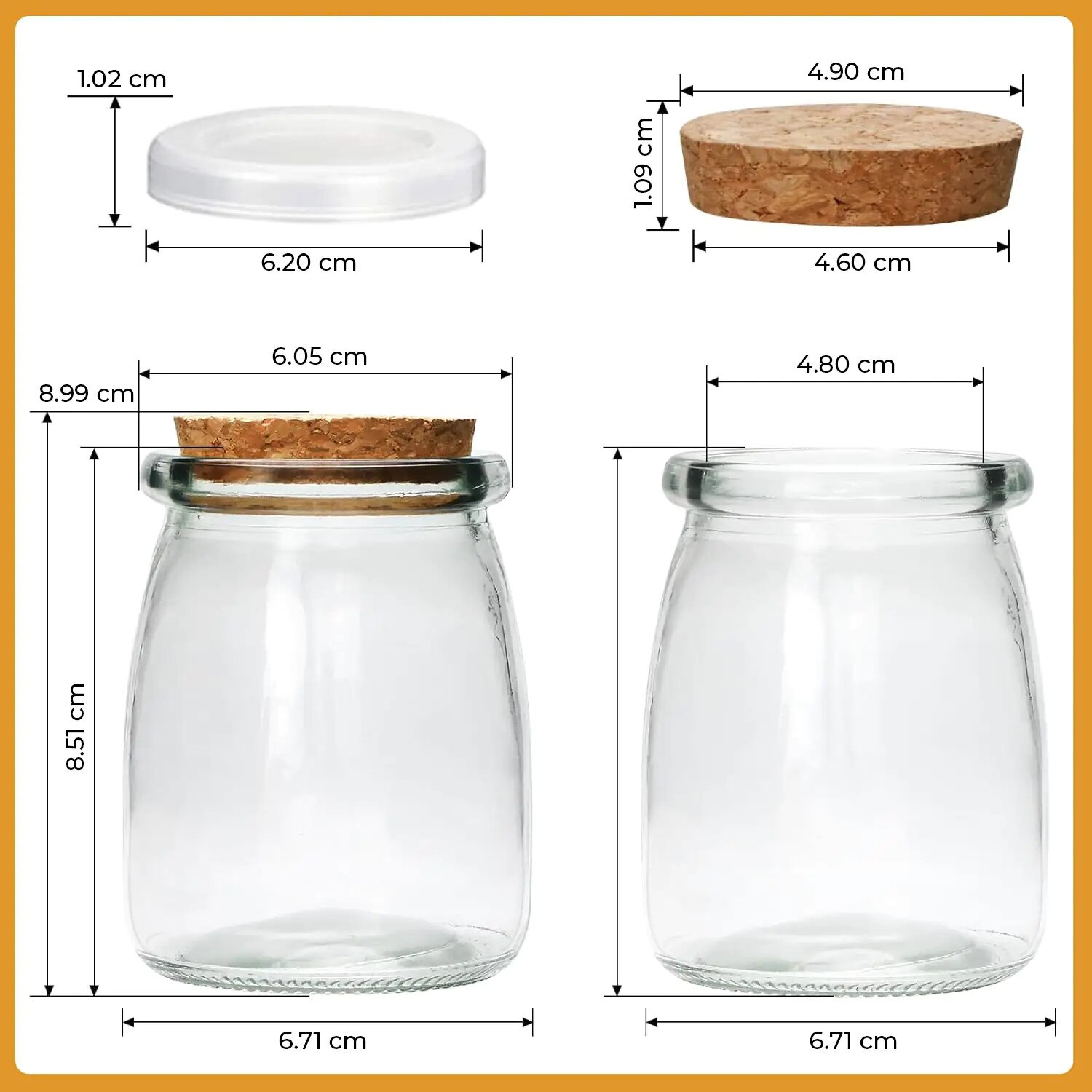 Set 20 Borcane Mici Elindor® din Sticla cu Capac Pluta, 200 ml, Borcane ...