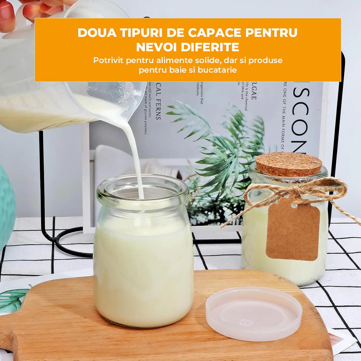 Set 20 Borcane Mici Elindor® din Sticla cu Capac Pluta, 200 ml, Borcane ...