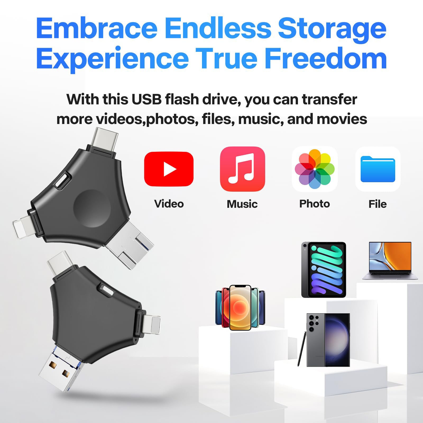 Stick memorie 2TB multifunctional 4 in1, 2000GB transfer rapid intre ...
