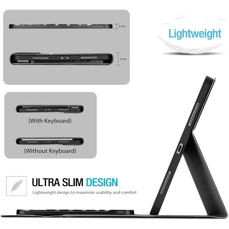Husa cu tastatura pentru iPad Apple, Excitat®, compatibil cu tableta ...