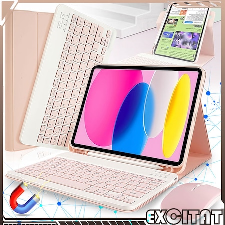 Husa cu tastatura pentru iPad Apple, Excitat®, compatibil cu tableta ...