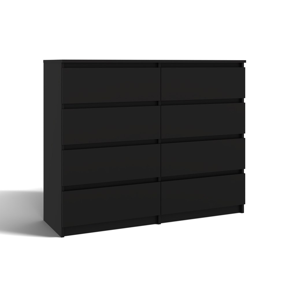 Comoda Malwa M8/120, 8 sertare, neagra,120x40x80cm - eMAG.ro