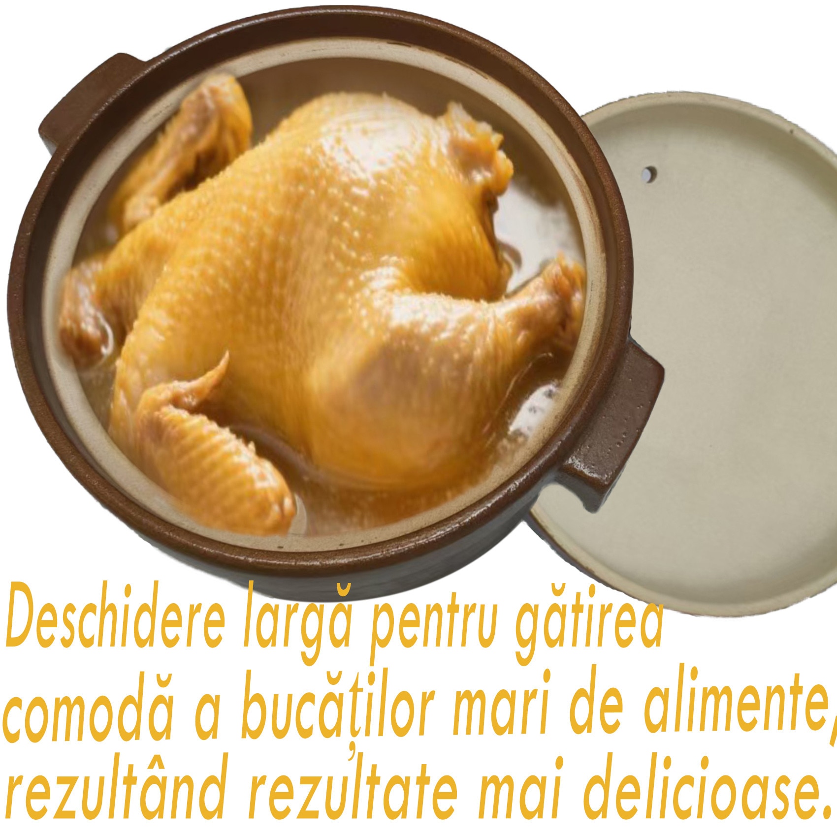 Oala ceramica originala, sanatoasa, fara acoperire, cu doua urechi ...
