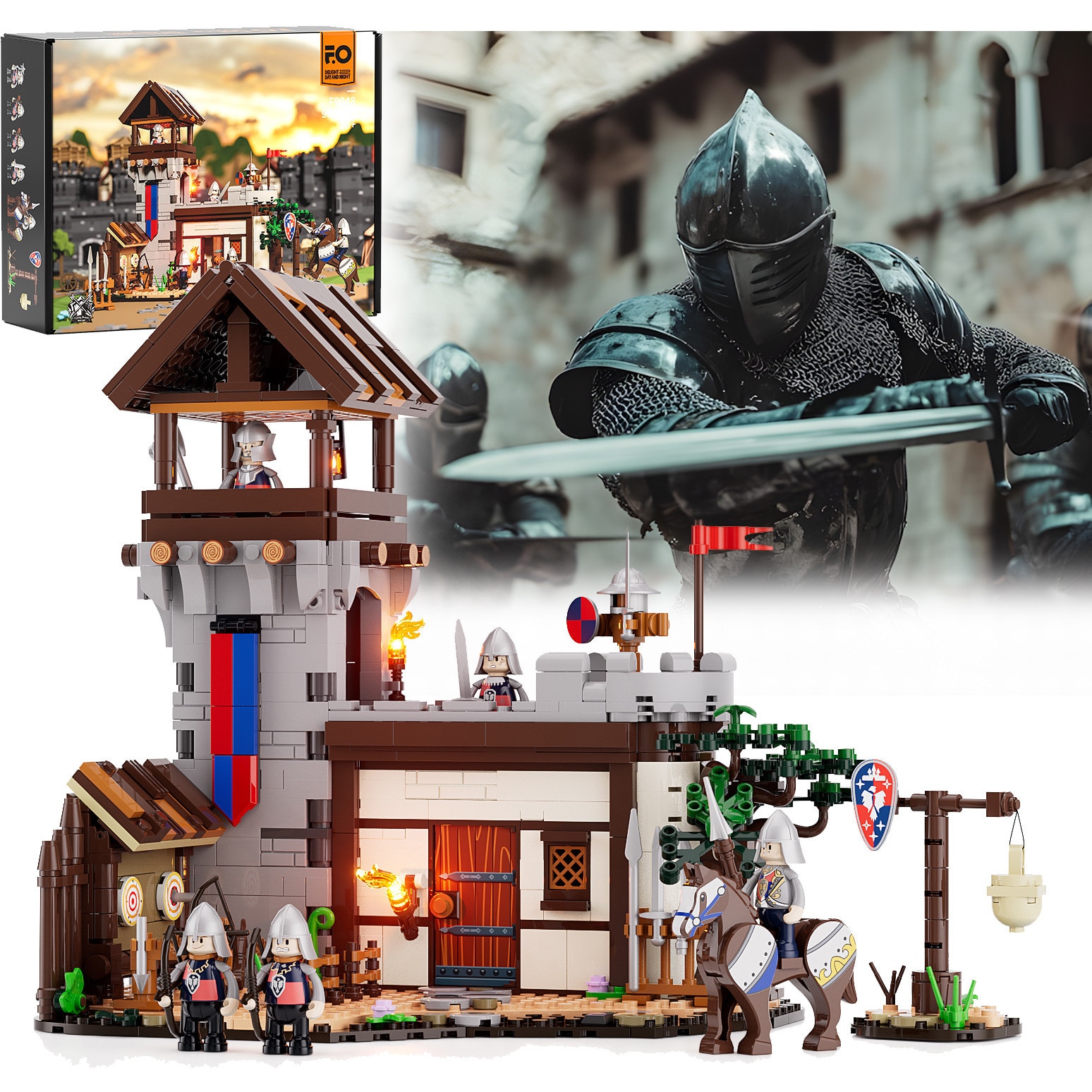 Set de constructie teren antrenament medieval, Excitat®, iluminat ...
