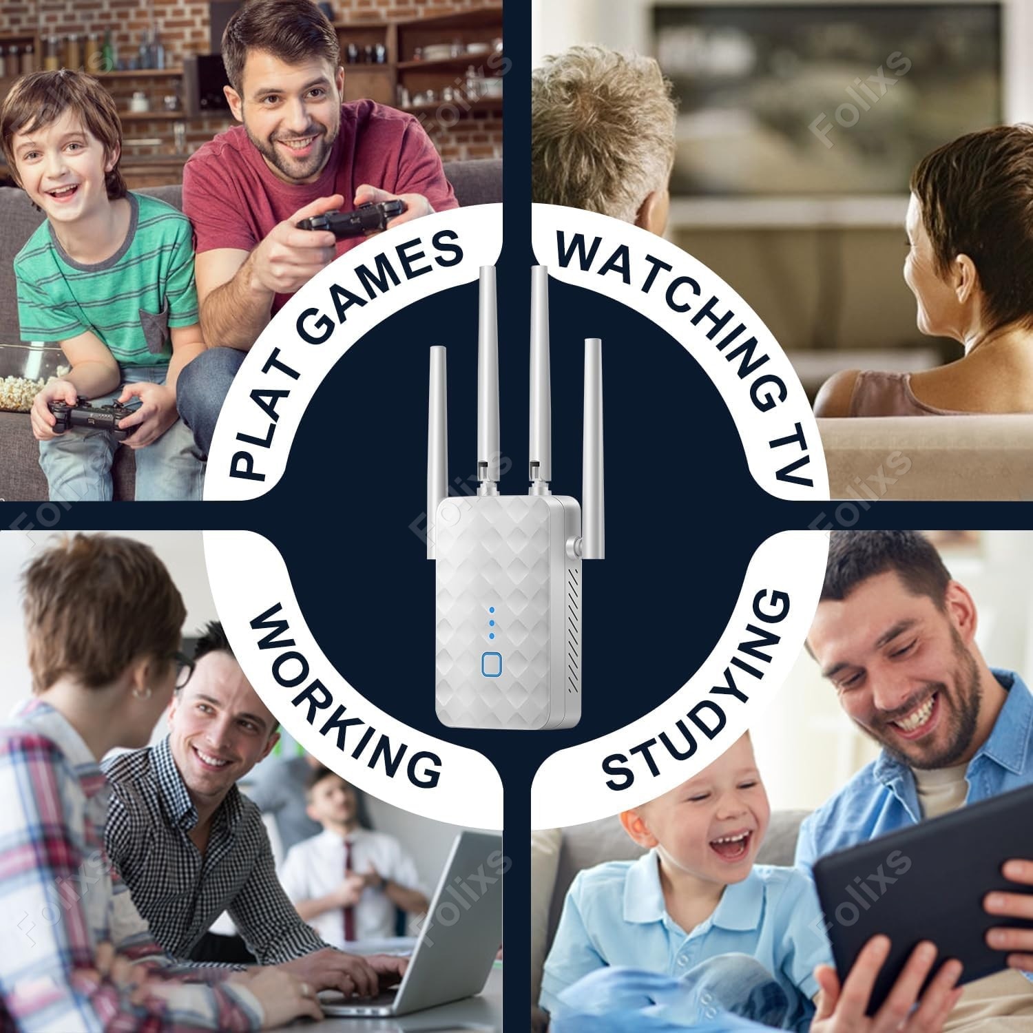 Folixs WiFi Range Extender vezeték nélküli jelerősítő, 1200 Mbps ...