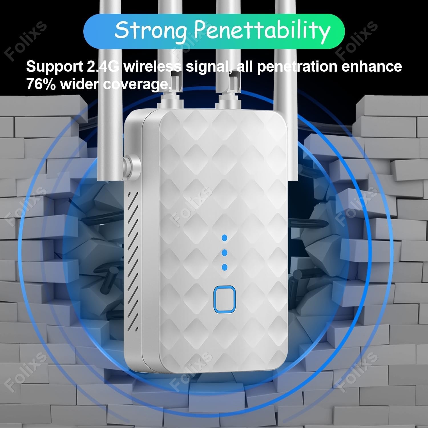 Folixs WiFi Range Extender vezeték nélküli jelerősítő, 1200 Mbps ...