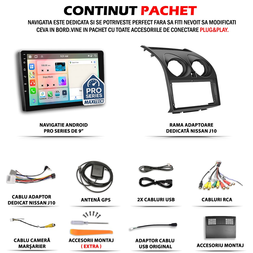 Navigatie Nissan Qashqai J10 2006-2013 dedicata, MaxTech® PRO SERIES, 6 ...