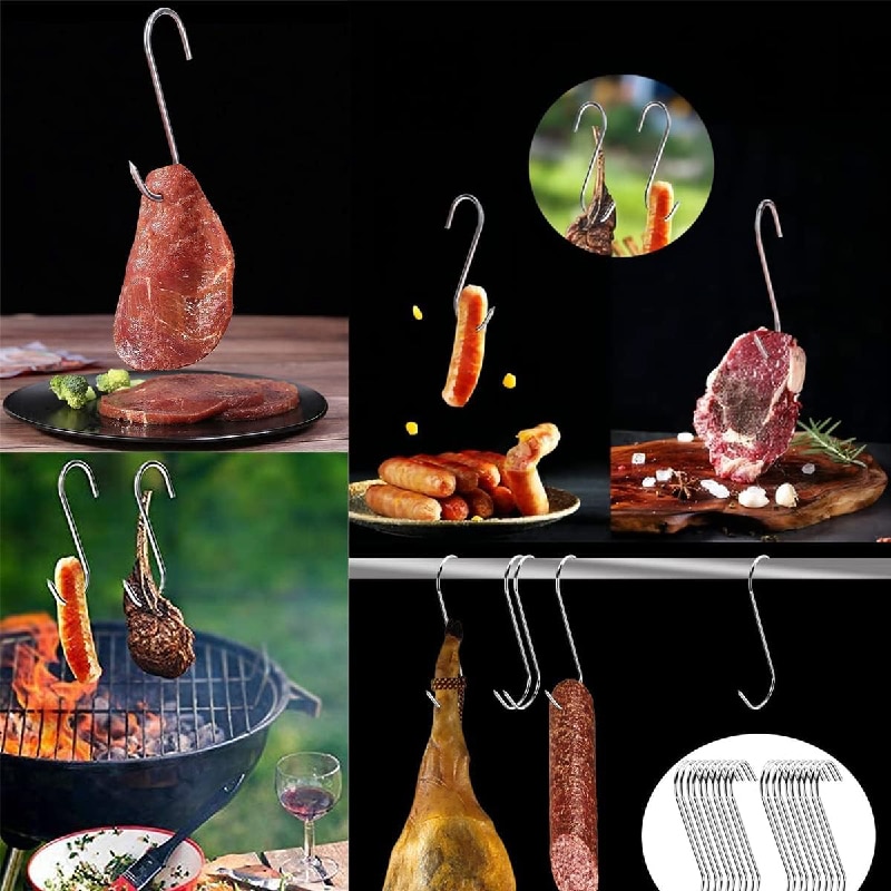 Set 30 Carlige din Inox Pentru Carne, Macelarie sau Afumatoare Premium ...