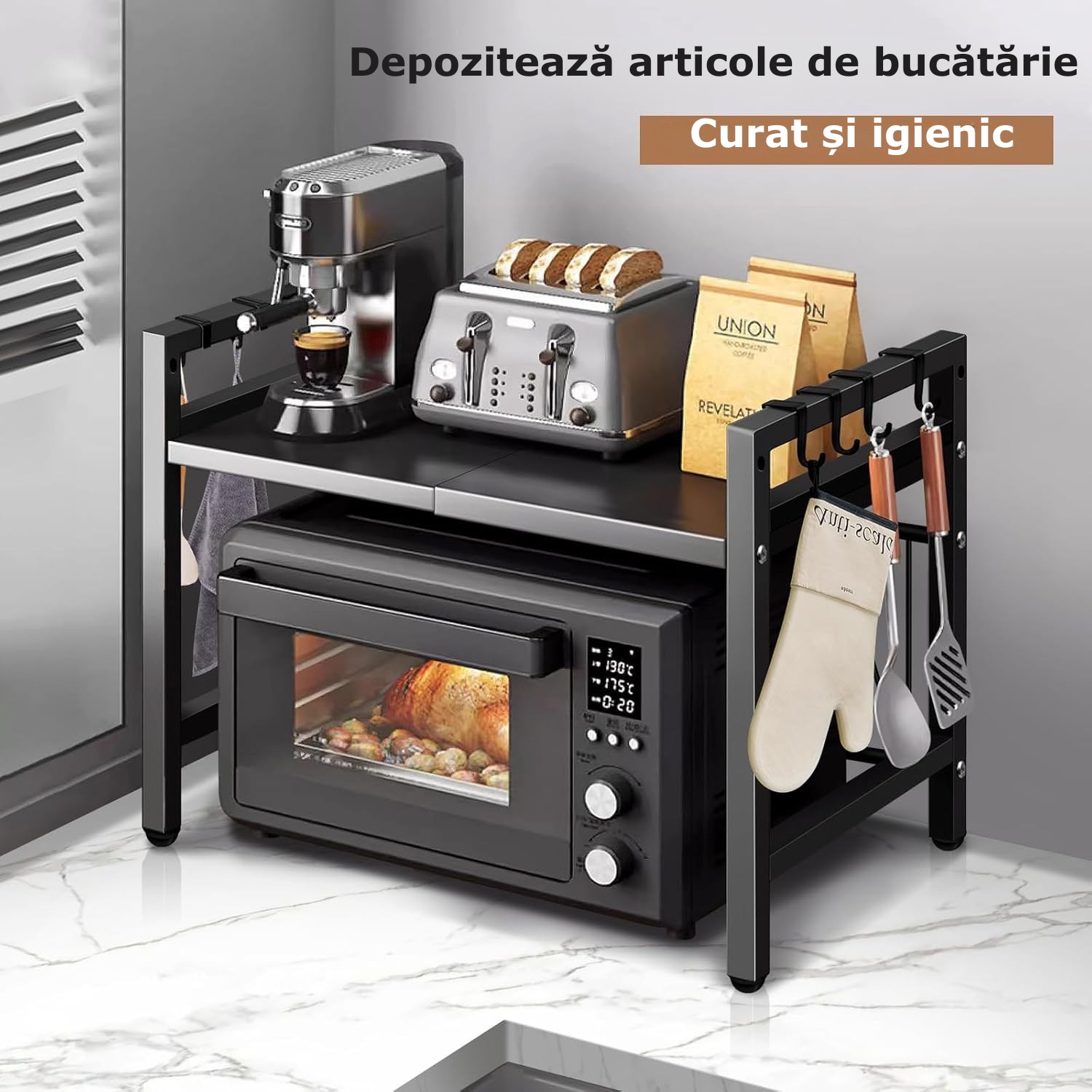 Raft metalic cuptor cu microunde, Simply Joy, 6 Carlige, Ajustabil ...