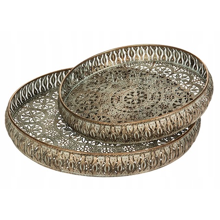 Set 2 tavi servire metalice Skandi, aur vechi, 35x5cm si 29x5cm - eMAG.ro