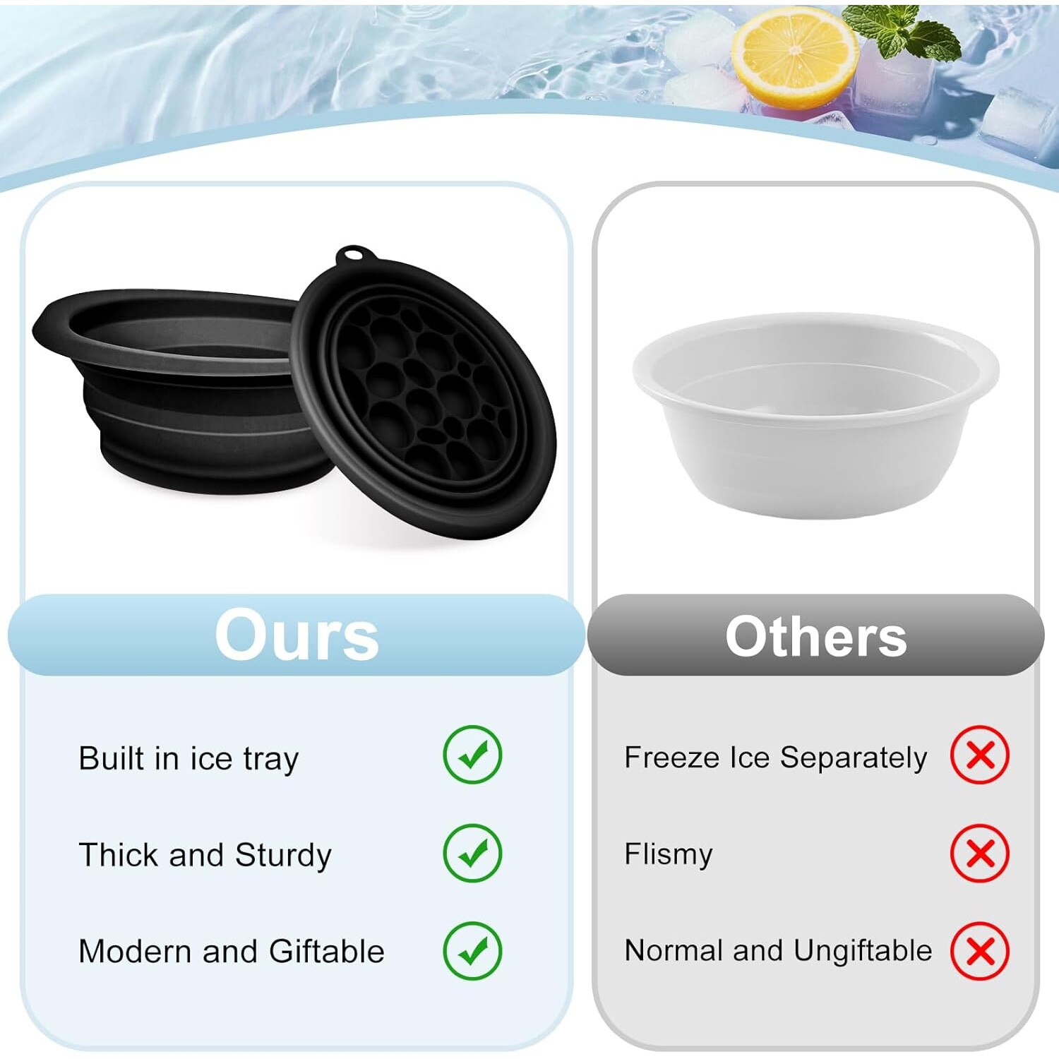 Lighean Terapeutic cu Gheata pentru Fata, Silicon Flexibil si Pliabil ...