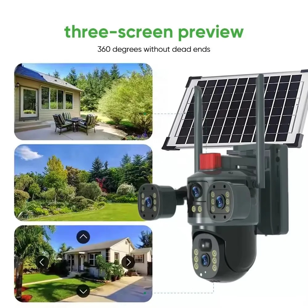 Camera de supraveghere video tripla AOVO, Wi-Fi, ULTRA HD, alimentare ...